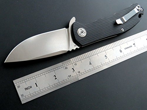 Eafengrow CH3504-G10 Flipper Folding Knife Camping Fruit Pocket Knives EDC Tools D2 Blade Ball Bearings Outdoor Tool (black)