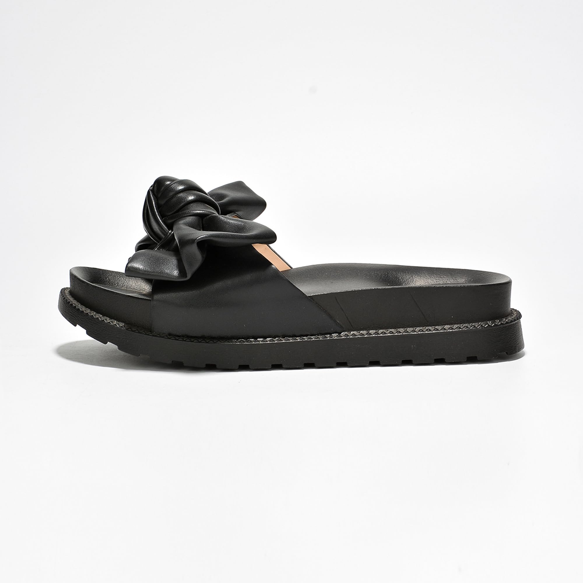 Cape Robbin Feelin Sandals Slides for Women, Womens Mules Slip On Shoes with Bow - Black Size 9