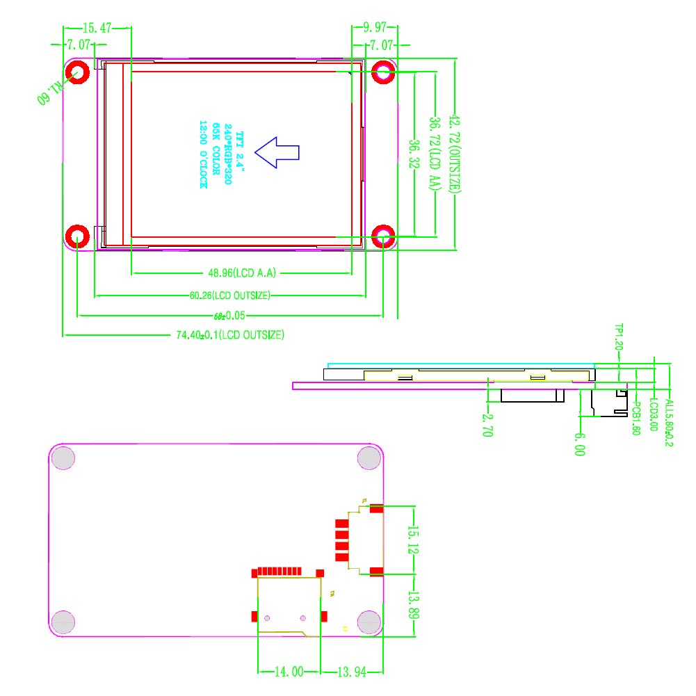 DIYmalls Nextion Enhanced 2.8 inch HMI Display Resistive Touch Screen 5V TFT LCD 320x240 for Arduino ESP32 ESP8266 (NX3224K028)