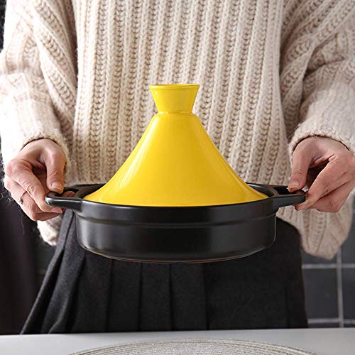 Casserole Dish ZYF Ceramic Tagine Pot, Tajine Cooking Pot Ceramic Pots for Cooking and Stew Casserole Slow Cooker with 2 Handle and Lid for Home Kitchen,Red