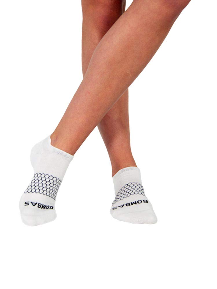 Bombas Women's Original's White Ankle Socks,Size Large