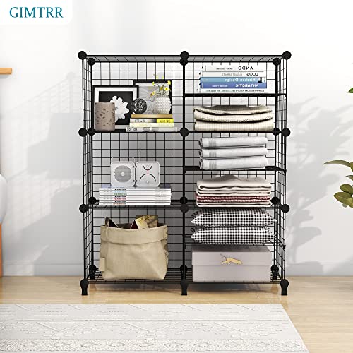GIMTRR Closet Organizers and Storage, 3 * 6 Cubes Metal Wire Storage Shelf, Modular Cabinet Portable Bookcase for Bedroom, Bathroom, Office, Black
