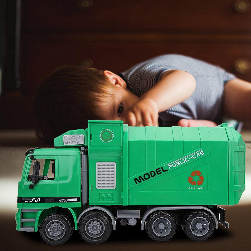 Liberty Imports Kids 14" Garbage Truck Toy, Large Friction Powered Sanitation Waste Management Truck Play Vehicle with Side Loading and Back Dump