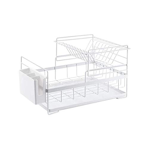 JF-XUAN Kitchen Shelf Kitchen Counter Holder Kitchen Counter Shelf Multifunction Metal Basket Storage Organizer Desktop Stand (Color : White, Size : 41.5X26.8X29CM)