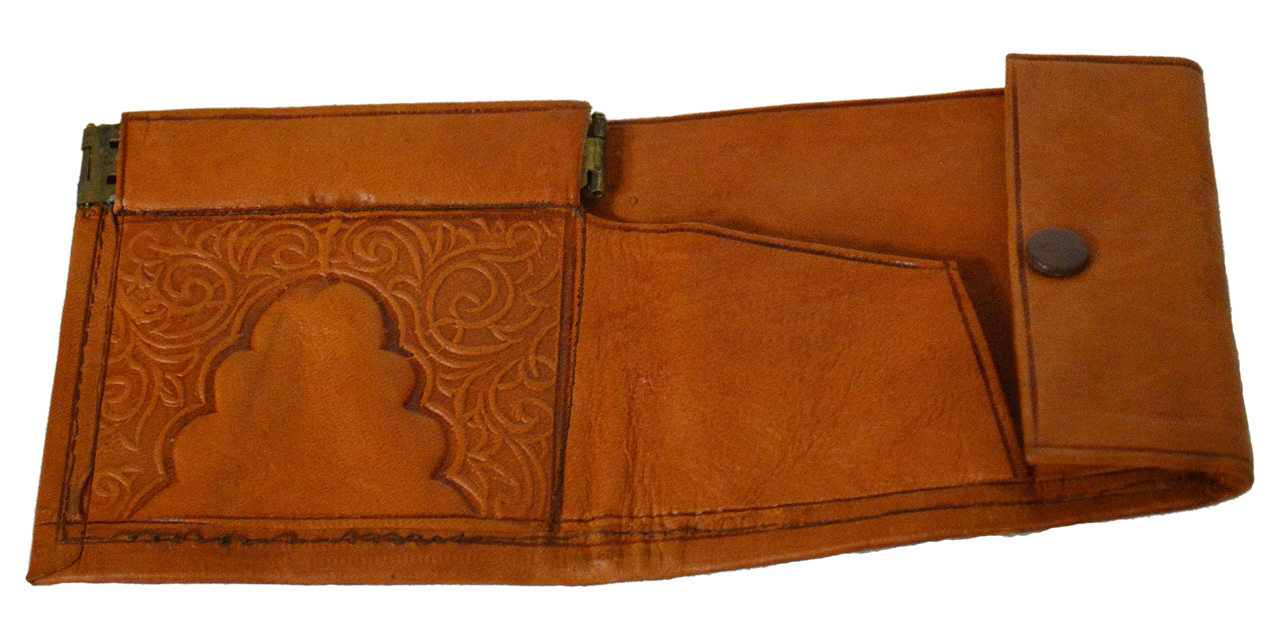 Treasures Of Morocco Moroccan Handmade Wallet Credit Card Leather Coin Change Pocket Small Orange