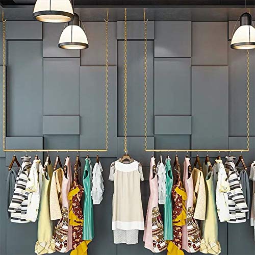 Ethemiable 2 Pcs Creative Adjustable Height Clothing Storage Chain Garment Rack, Wedding Dress Hanging Rack, Boutique Clothes Store Display Shelf, Bathroom Organization Towel Rack (Gold, 24" L)