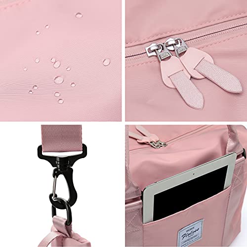 HYC00 Travel Duffel Bag, Sports Tote Gym Bag, Shoulder Weekender Overnight Bag for Women,Pink
