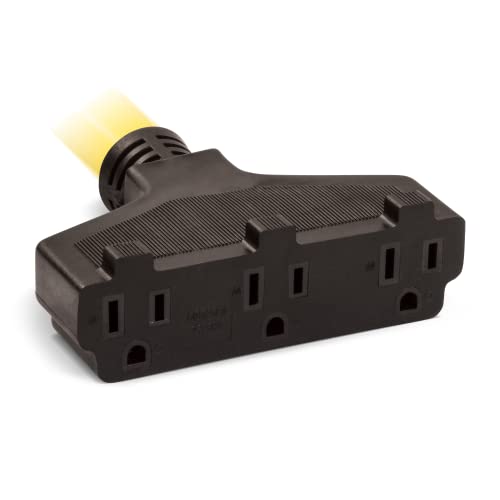 Champion Power Equipment 48034 25 ft. 30A 125V Generator Power 3750 Watts (L5-30P to Three 5-15R) Extension Cord, yellow
