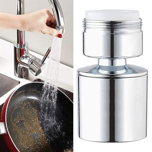 ECMHNIZF Kitchen Tap Head 360° Rotate Faucet Swivel End Diffuser Adapter Filter M24 Kitchen Faucet Aerator Bath Faucet Connector, Silver
