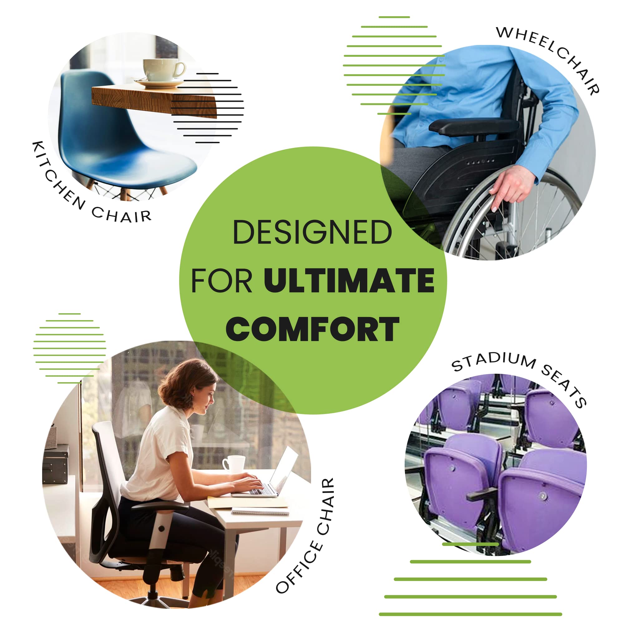 Chair Cushion - Car Seat Cushion β Desk Chair Cushion β Orthopedic Gel & High-Density Memory Foam Coccyx Ergonomic Cushion for Tailbone Pain β Sciatica & Back Pain Relief (Black)