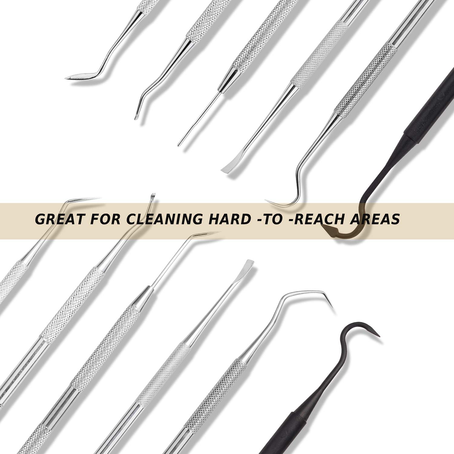 EAmber Gun Cleaning Brushes Picks Kit Set Brass Copper Steel Nylon Stainless Steel Ploymer Pick Set Bristle Brushes (Stainless-Steel)
