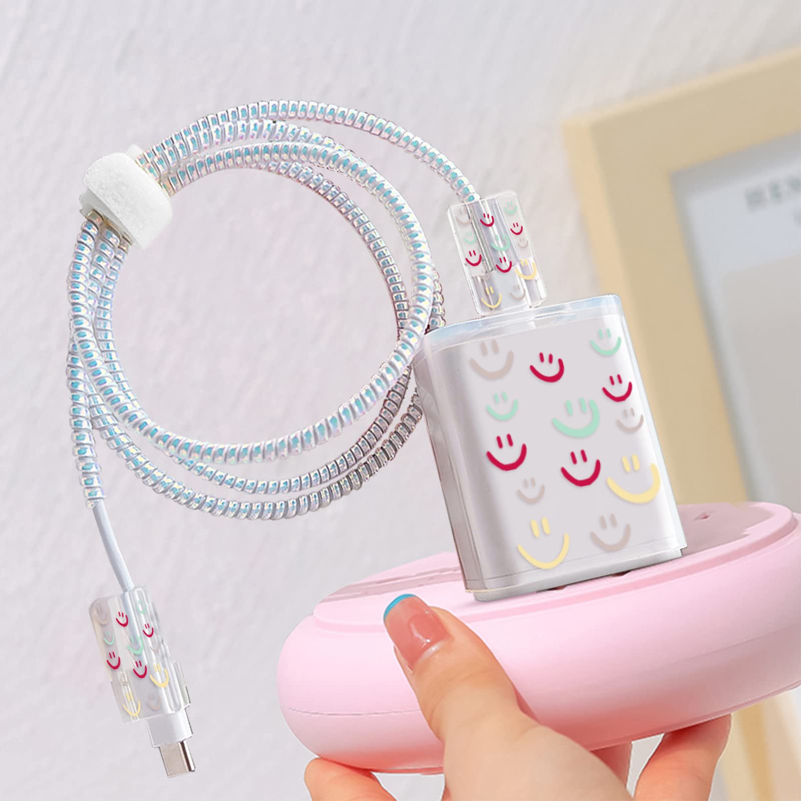 DiyGody Cute Cable Protector for iPhone Charger with Clear Design, Soft Data Line Cable USB Wire Saver Charger Protector Compatible with iPhone 7 8 11 12 13 14 Pro Max Plus XR