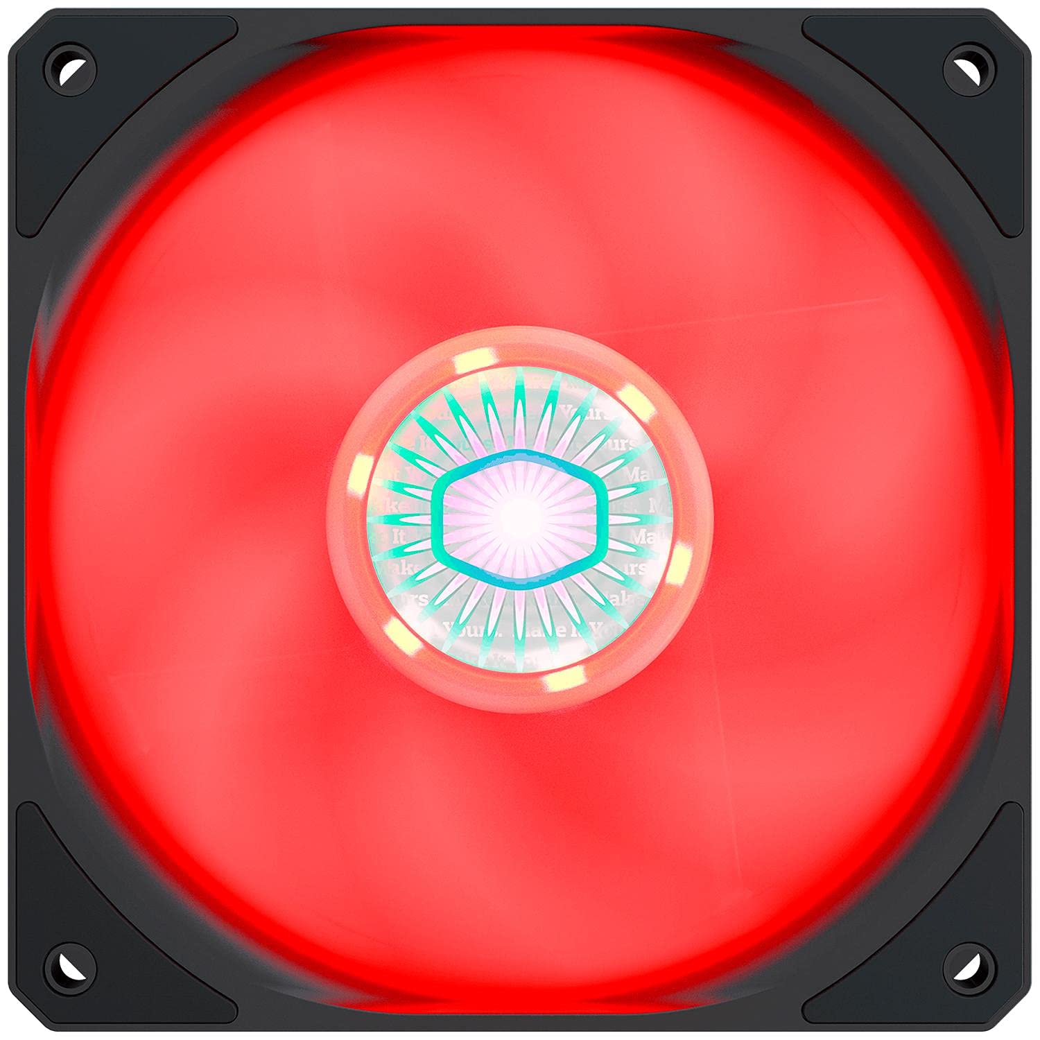 Cooler Master SickleFlow 120 V2 Red Led Square Frame Fan, Air Balance Curve Blade, Sealed Bearing, 120mm PWM Control for Computer Case & Liquid Radiator