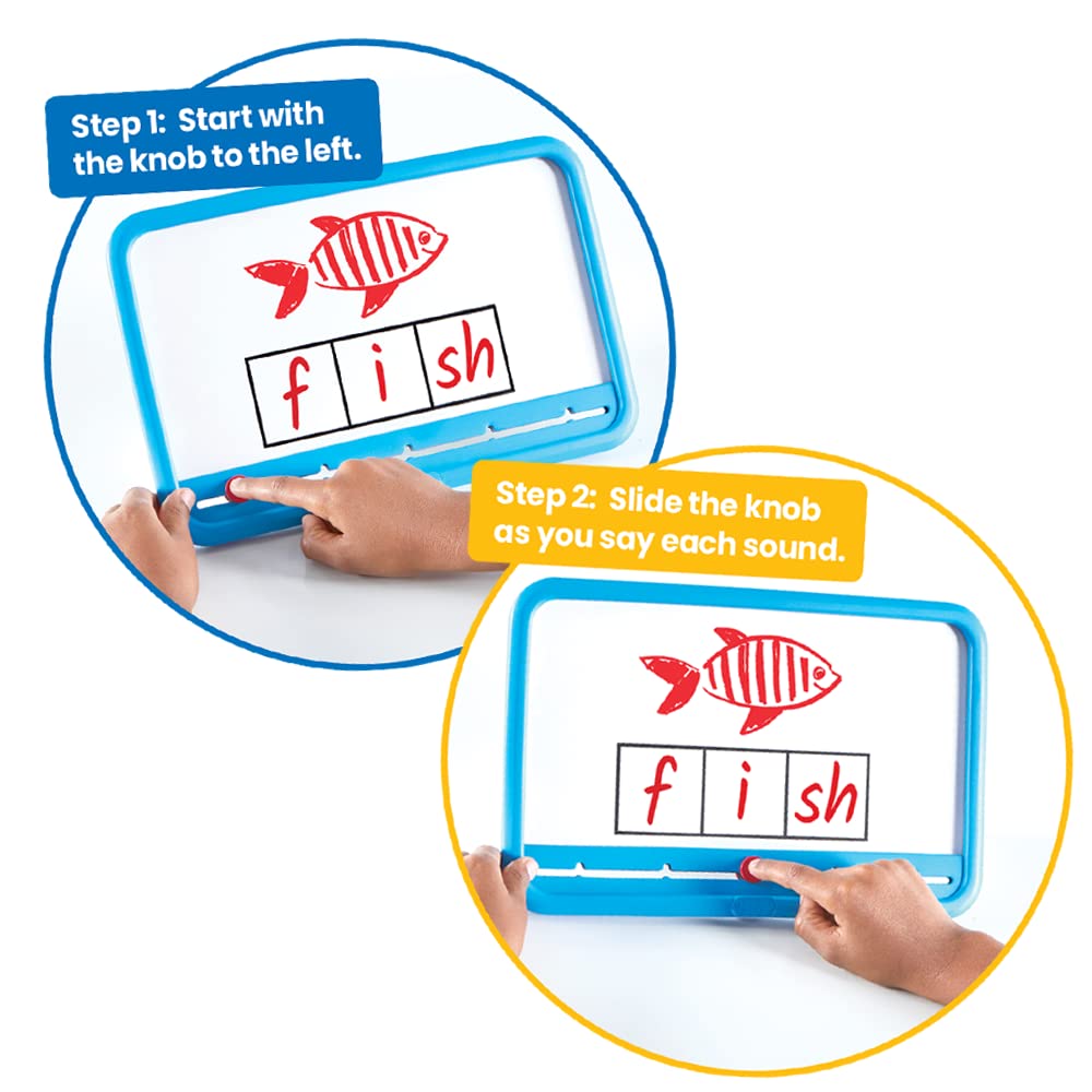 hand2mind Elkonin Boxes Magnetic Dry Erase Boards Set, Phonemic Awareness, Speech Therapy Materials, Letter Sounds for Kindergarten Phonics, Science of Reading Manipulatives (Set of 8)