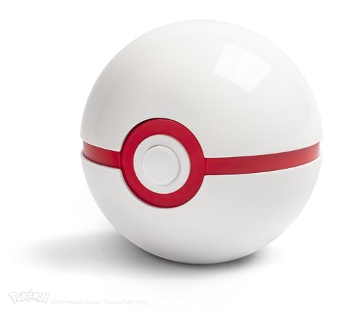 The Wand Company Pokémon Poké Ball Authentic Replicas - Realistic, Electronic, Die-Cast Poké Ball with Display Case Light Features (Premier Ball)