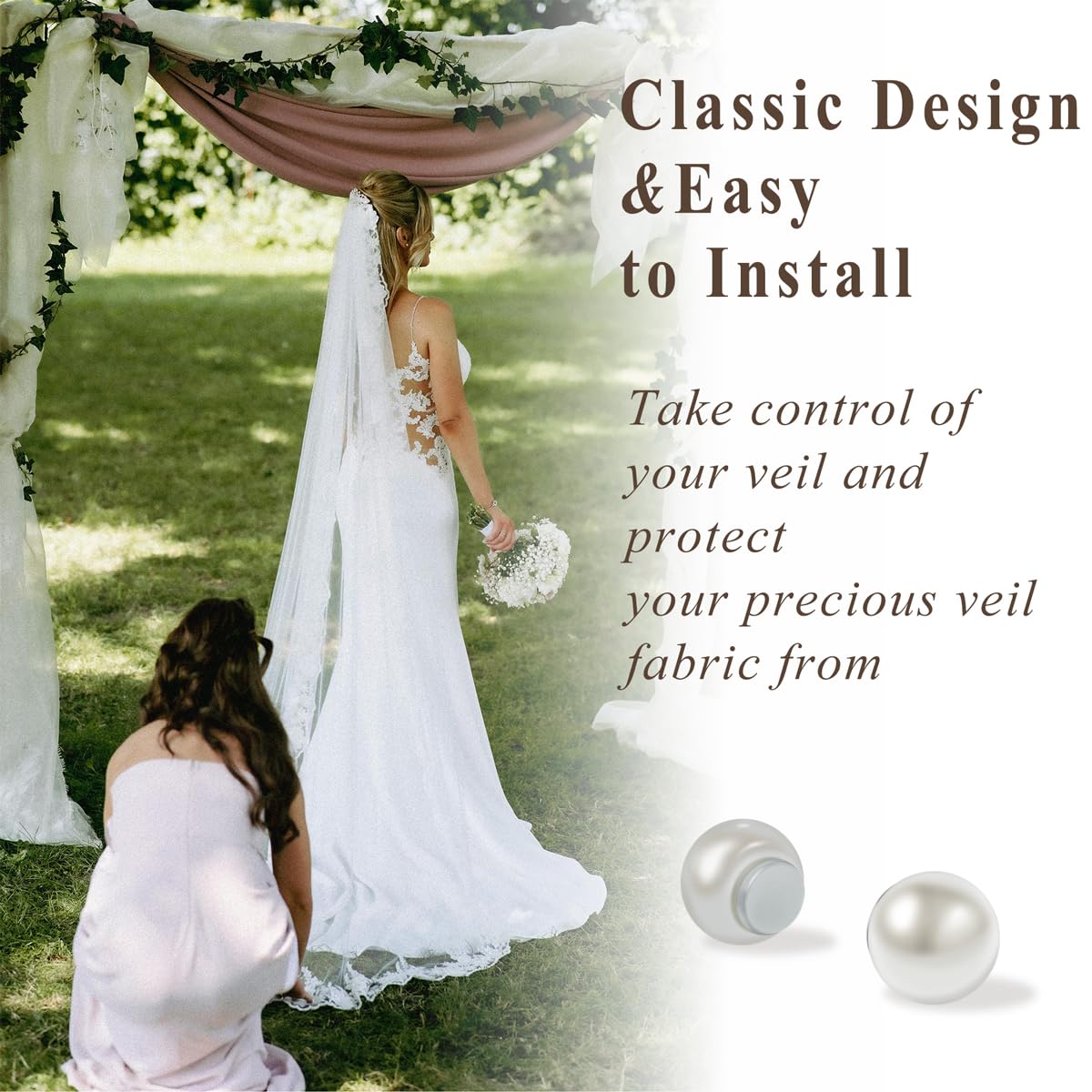 ChicOasis Veil Weights Double-Sided Pearl Veil Non-Damaging Invisible Magnetic Secures Long Veil Artificial Pearls Weights Elegant Outdoor Wedding Accessories and Gifts for Brides 12 Sets