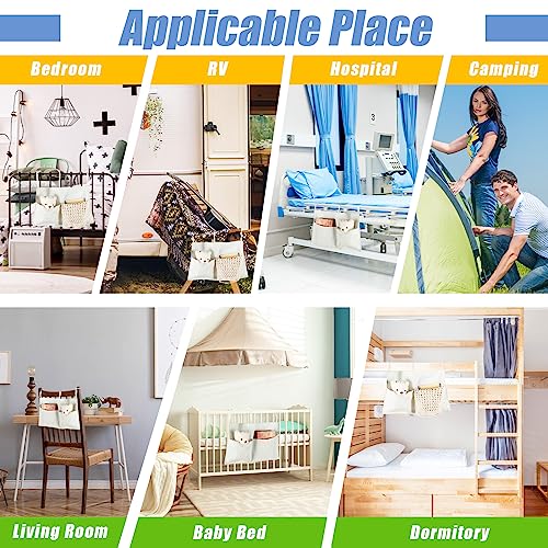 Windyun 4 Pcs Crib Organizer Hanging for Crib Hanging Storage Bag 2 Pockets Organizer Hanging Diaper Caddy Linen Diaper Holder Organizer Nursery Hanging Organizers for Baby Essentials Organization