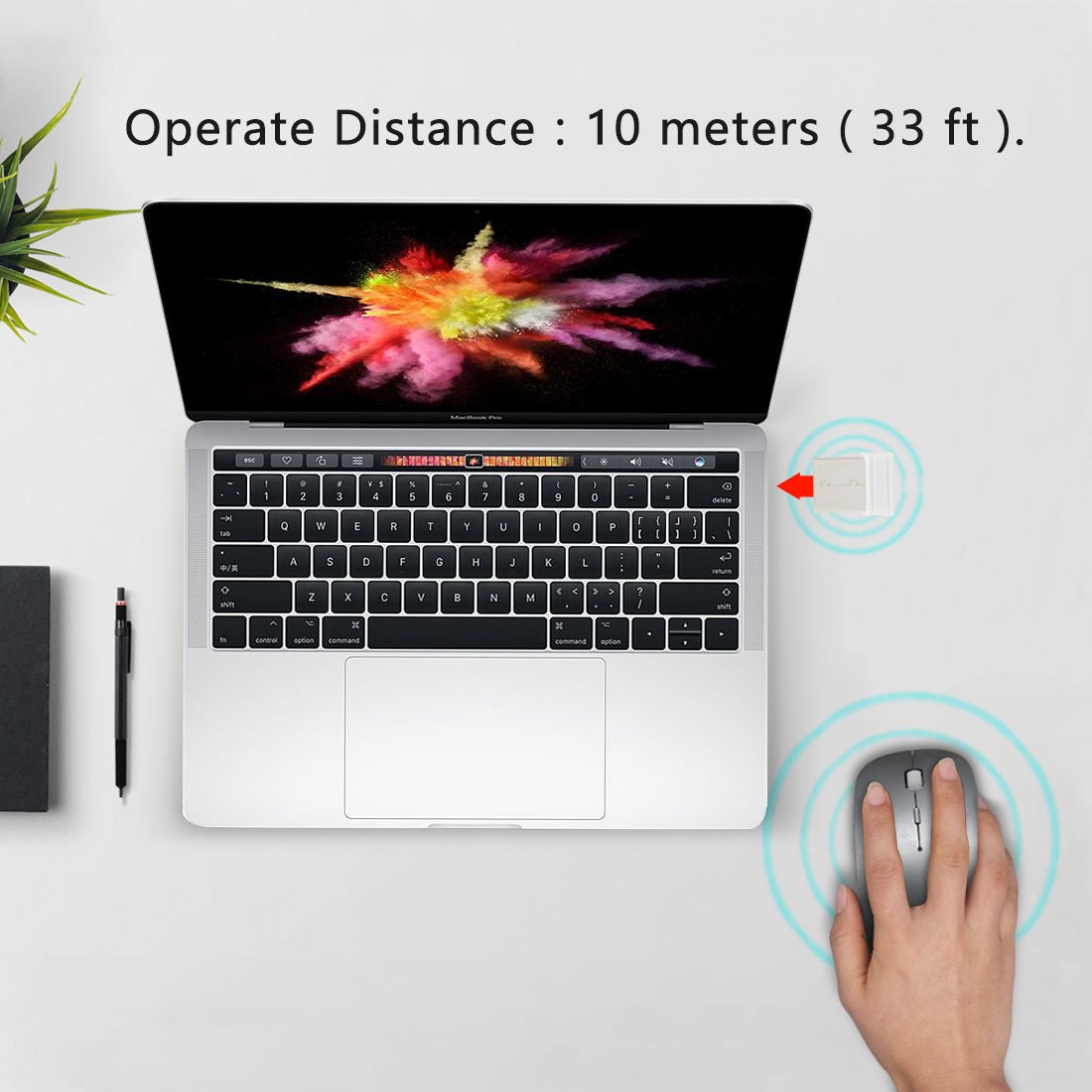 Tsmine Wireless USB Charger Computer Mouse for MacBook Air Mac Pro Laptop Ipad Pad PC The Laser Optical Rechargeable Mini Slim Silent Mice is Replacement Wired Widely Used Desktop iMac (Gray)