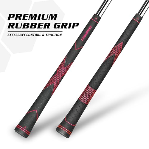 CHAMPKEY Premium Rubber Golf Grips 13 Pack | High Traction and Feedback Rubber Golf Club Grips | Choose Between 13 Grips with 15 Tapse and 13 Grips with All Kits