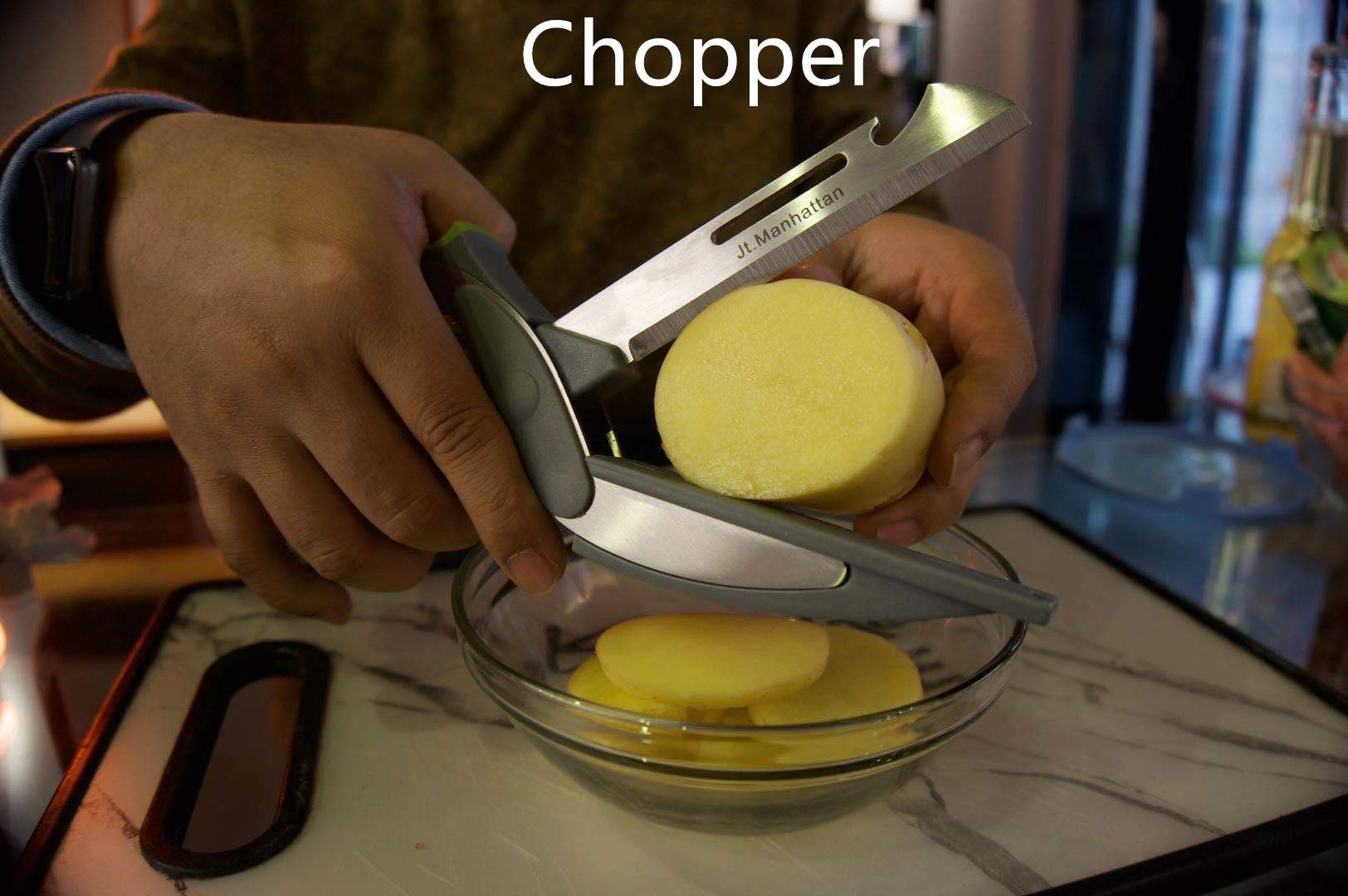 Clever Food Choppers Smart Cutter Slicer Kitchen Shears with Built-in Cutting Board for Picnics & Kitchen Vegetables and Food (Green)