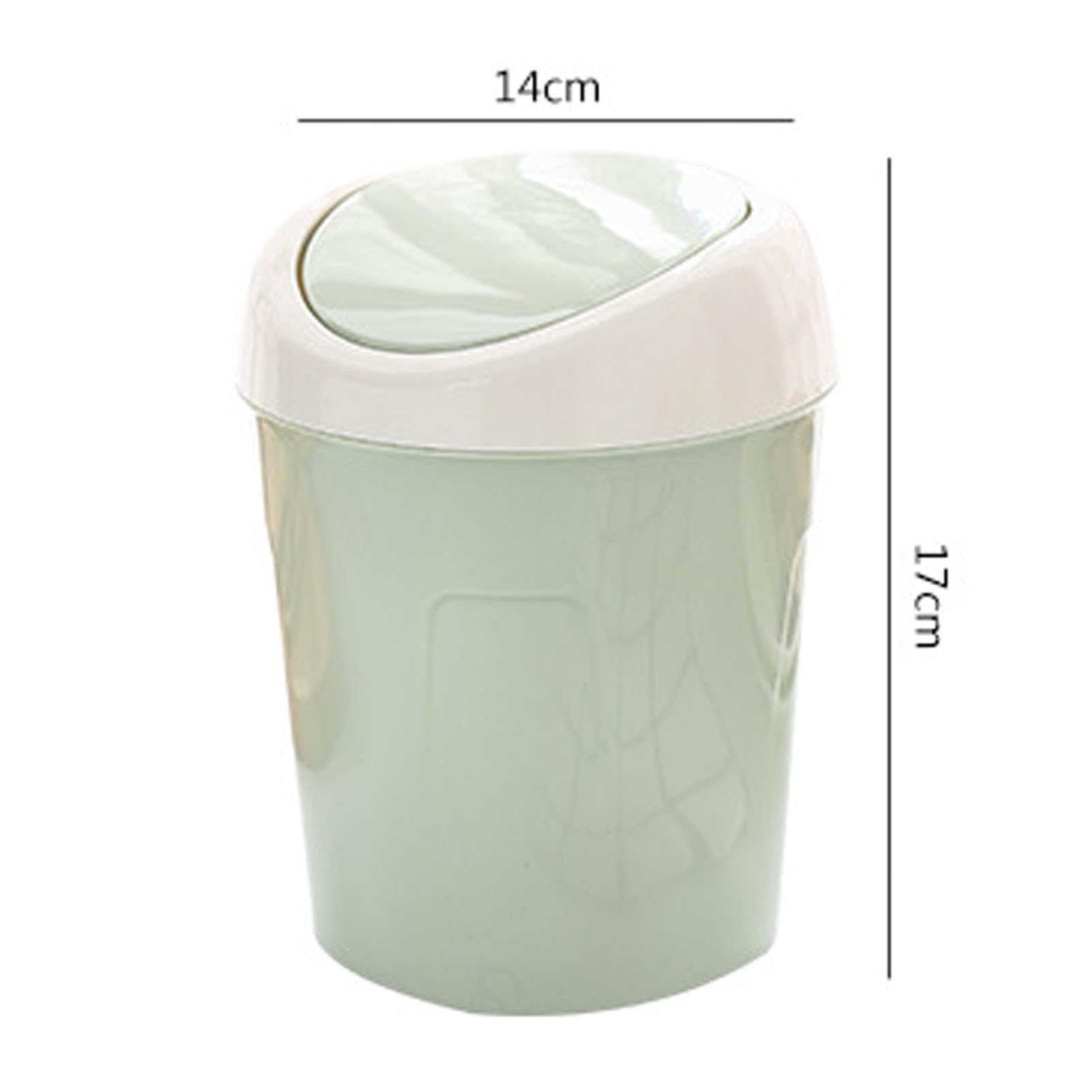 Desktop Trash Can Small Mini Plastic Table Garbage Bin with Swing Lid for Living Room Coffee Table Space Saving (Green)