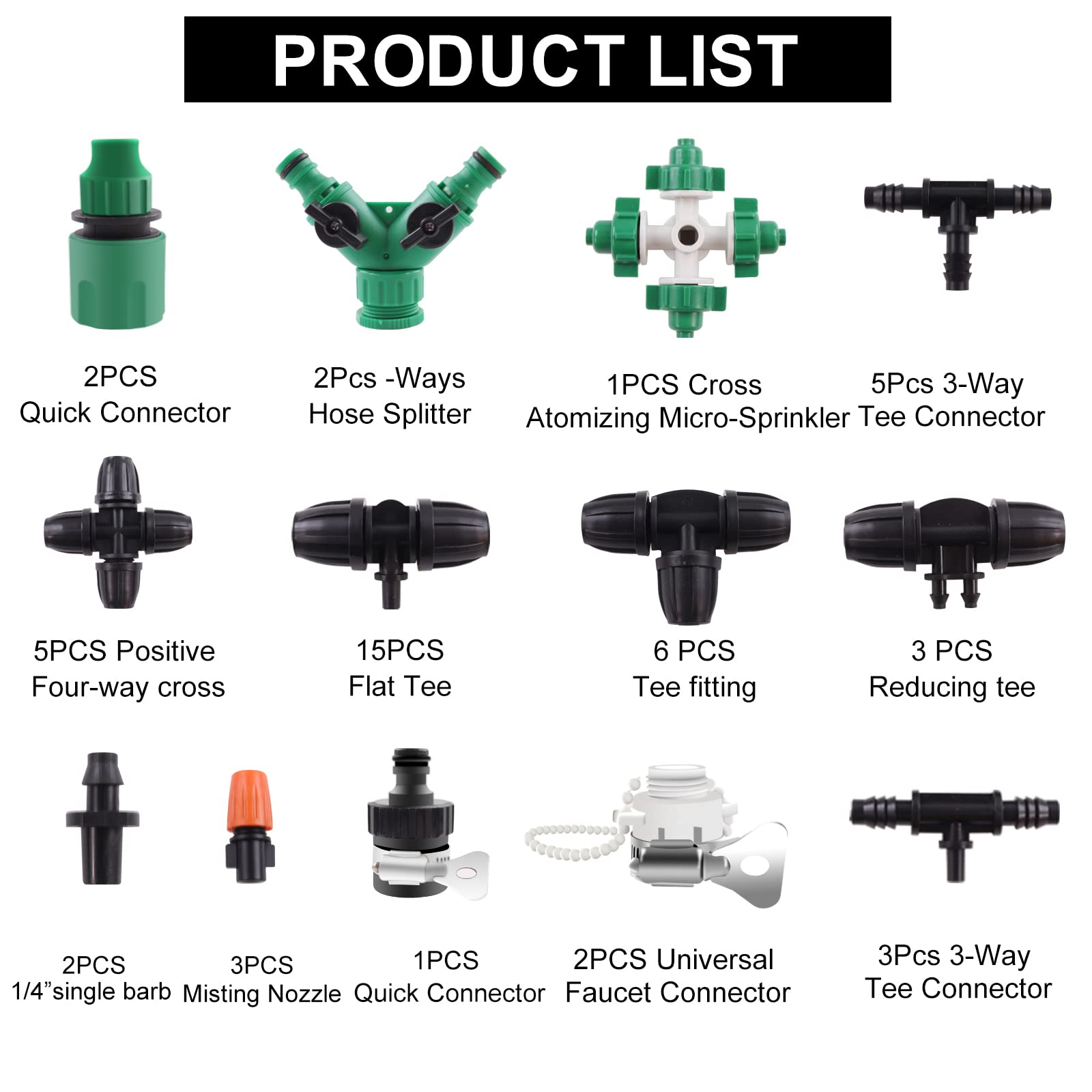 Drip Irrigation Kit 164FT/30M Garden Watering Equipment 50 Pcs 1/4" Sprinkler System Auto Blank Distribution Tubing Watering Drip System with Irrigation Hose for Raised Garden Bed, Yard, Plant Beds