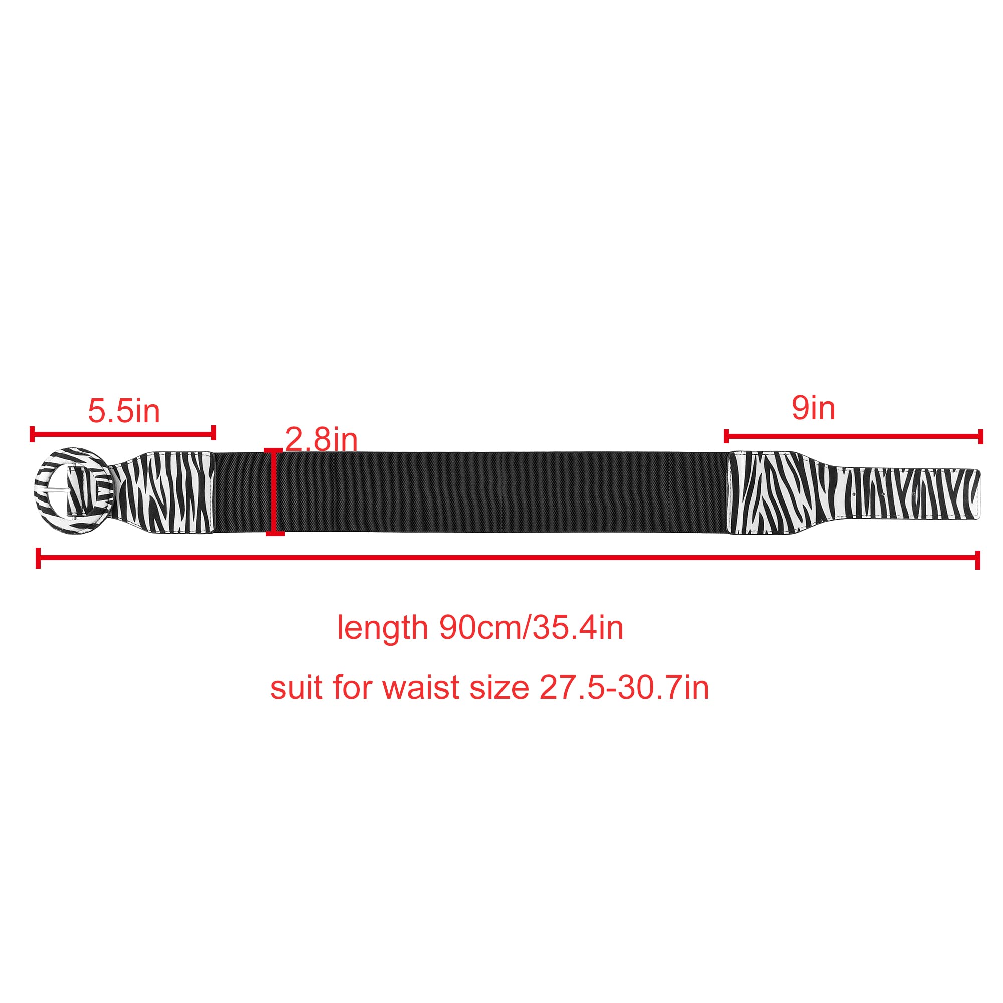 CHIC DIARY Elastic Waist Belt for Women Zebra Print Wide Cinch Belt Stretchy Waistband