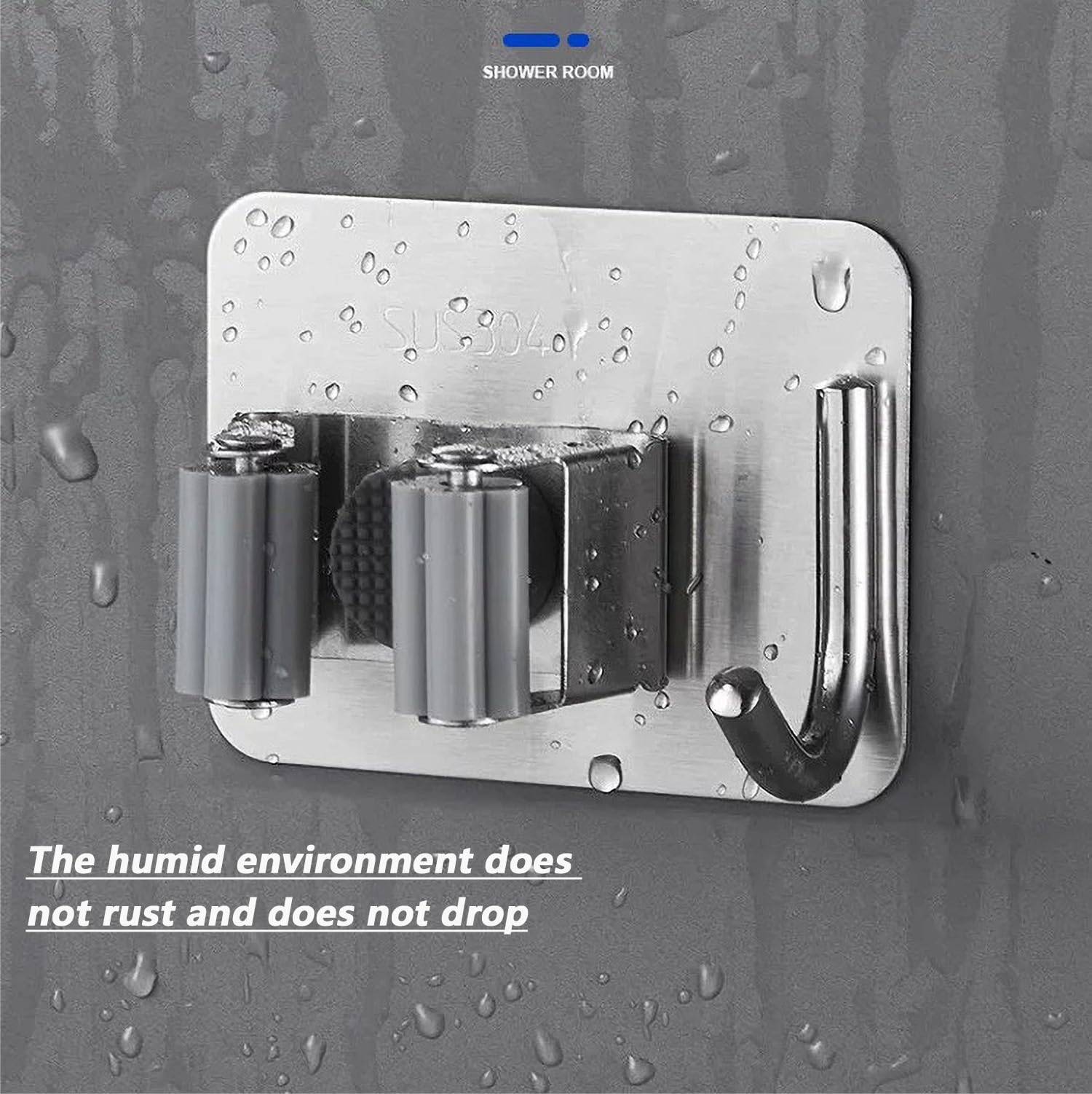 Daewiutr 6Pcs Broom Holder Wall Mount, Self Adhesive Anti-Slip Adhesive Hook Broom Holder Wall Mount, Stainless Steel Broom Storage Holder for Bathroom, Kitchen, Office, Garden, Garage