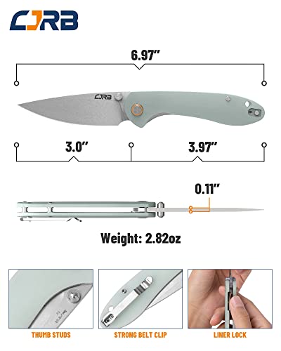 CJRB Small Feldspar Green Bundled with Ria Blue Great EDC Knife Companion