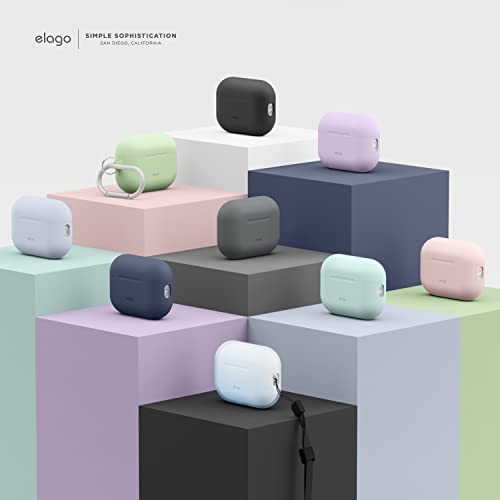 elago Portable Electronic Device Cover Compatible with AirPods Pro 2nd Generation Earphones Case, Protective Silicone Case, Front LED Visible, Supports Wireless Charging [Black]