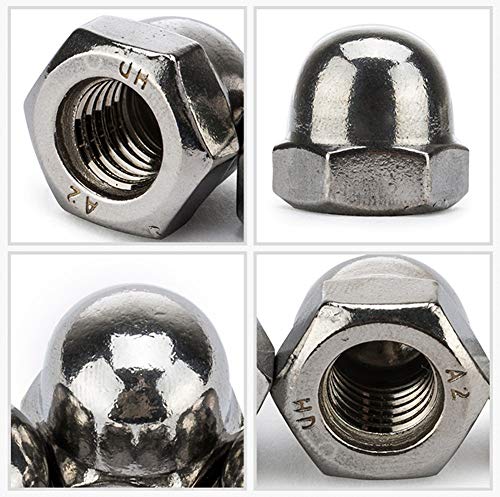Elantek #6-32#8-32#10-24 1/4-20 5/16-18 3/8-16 SAE 304-Stainless Steel Acorn Dome Cap Head Hex Nuts Assortment Kit
