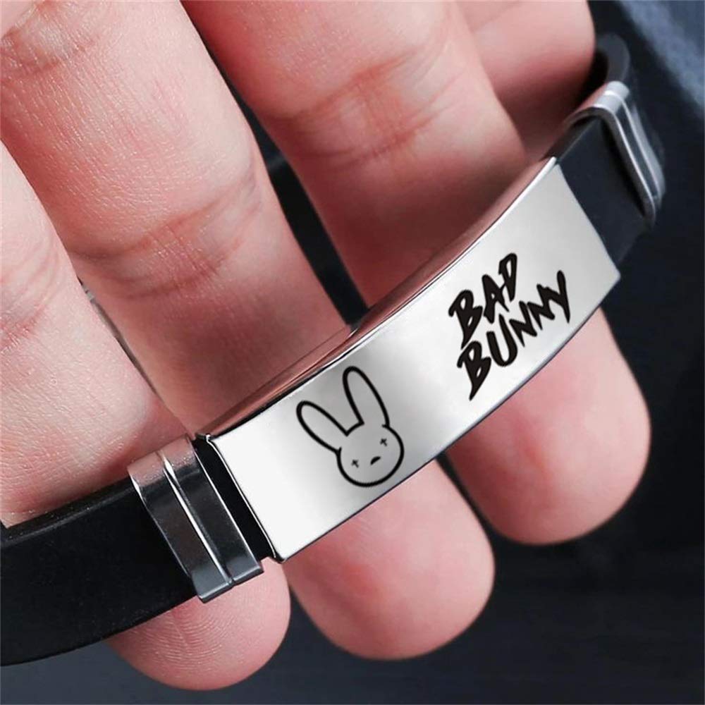 COMTRUDE Bad Rabbit Bracelets Silicone Adjustable Wristband Bracelets for Men Women (Silver7)