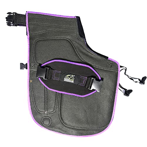 Equine Care Women's Farrier Apron with 4 Knife Pockets, 2 Nail Magnets, and Back Support - Cowhide Suede Leather and Canvas Chaps, 23 Inches-59CM