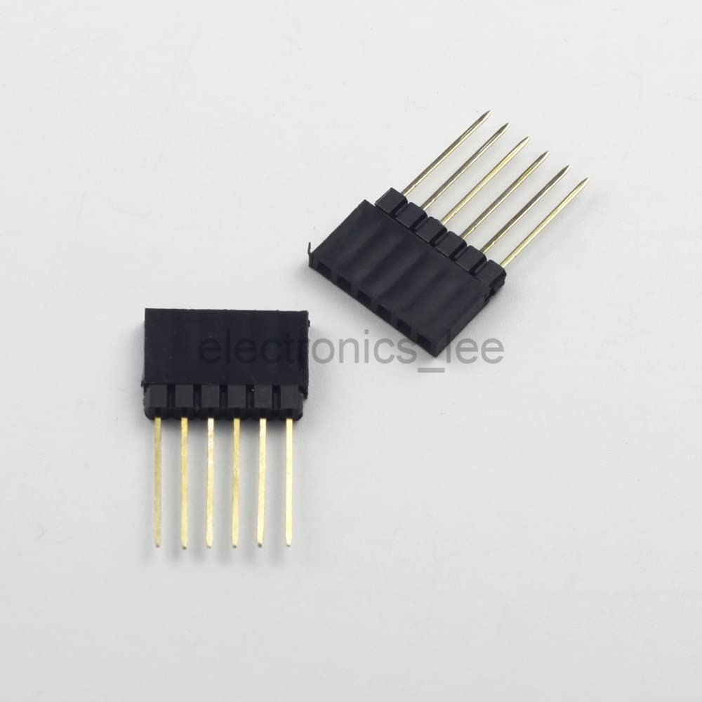 DNNAM 10pcs 2.54mm 4/6/8/10 Pin Stackable 14mm Long Legs Female Header for Arduino Shield (Pins: 4P)