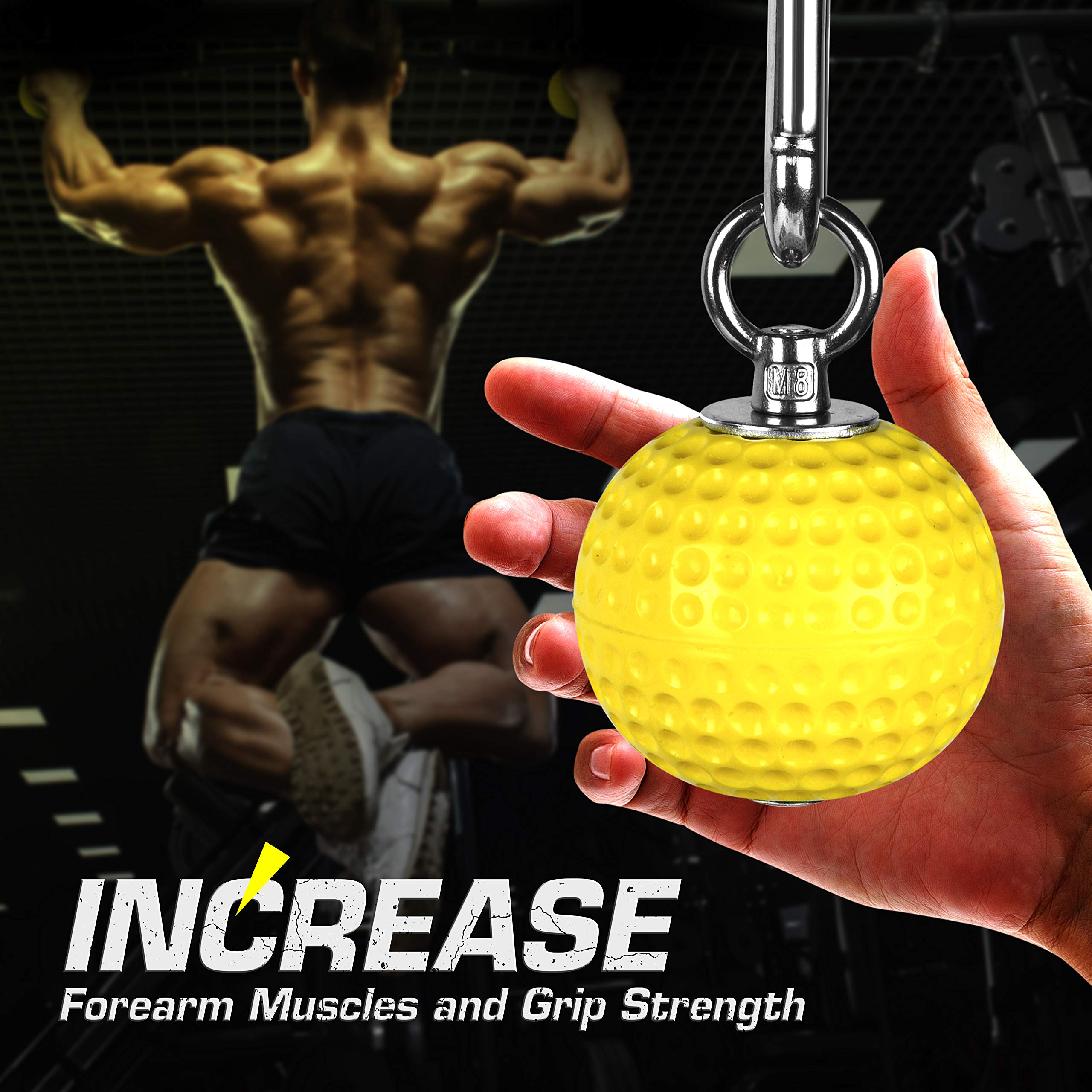 Climbing Pull Up Power Ball Set - Hold Grips with Strap - Non Slip Hand Grips Strength Trainer Grip Strength Targets Biceps Back Muscles Ideal for Fitness Workout Rock Climbing Pull Up Grips Ball