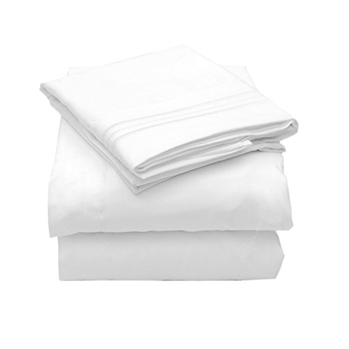 Sweet Home Collection Supreme 1800 Series 4pc Bed Sheet Set Egyptian Quality Deep Pocket - King, White