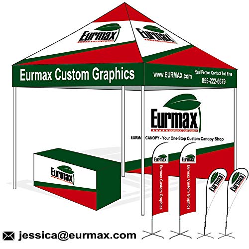 Eurmax USA 10'x10' Ez Pop-up Canopy Tent Commercial Instant Canopies with 4 Removable Zipper End Side Walls and Roller Bag, Bonus 4 SandBags(White)