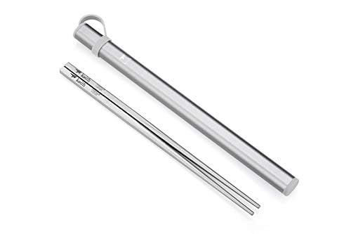Keith Titanium Ti5633 Solid Square Handle Chopsticks with Aluminum Case (Grey) ●●●●●●● Keith's 18th Anniversary: Exclusive Price!