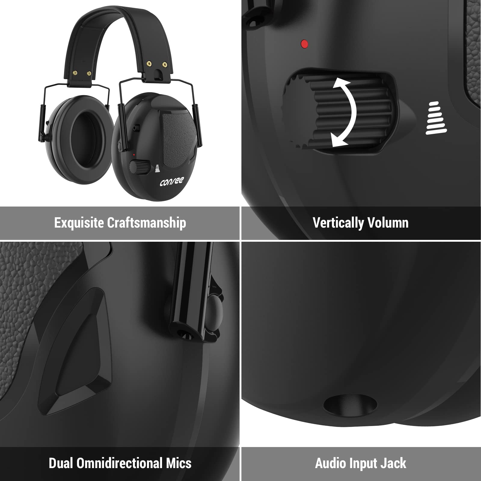 conree Shooting Ear Protection, Electronic Noise Cancelling Ear Muffs Hearing Protection, Sound Amplification Earmuffs Hearing Protector for Shooting Range, Hunting.