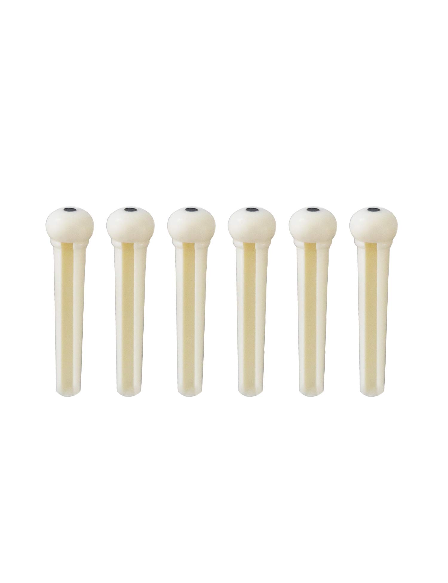 Metallor Acoustic Guitar Bridge Pins String Peg Guitar Parts Replacement Pack of 6 Pieces White with Black Dot.