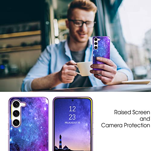 GUAGUA Compatible with Samsung Galaxy S23 Case 6.1 Inch Glow in The Dark Noctilucent Luminous Space Nebula Slim Fit Cover Shockproof Protective Anti Scratch Case for Samsung S23 5G, Blue Nebula