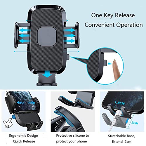 Car Phone Holder for Dashboard and Windshield.Suitable for Bumpy Roads.Adjustable Cell Phone Holder, Easy to Hug, Hands Free, Universal, Compatible with All Smartphones from 4 to 7 inches