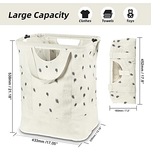 JOMOLA Collapsible Laundry Basket, 78L Large Foldable Laundry Hamper, Canvas Fabric Dirty Clothes Hamper for Laundry with Handles, Waterproof Laundry Baskets for Laundry, Dorm, Family (Beige)