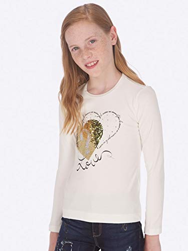 Mayoral 19-07010-017 - L/s Hearts t-Shirt for Girls 18 Years Natural