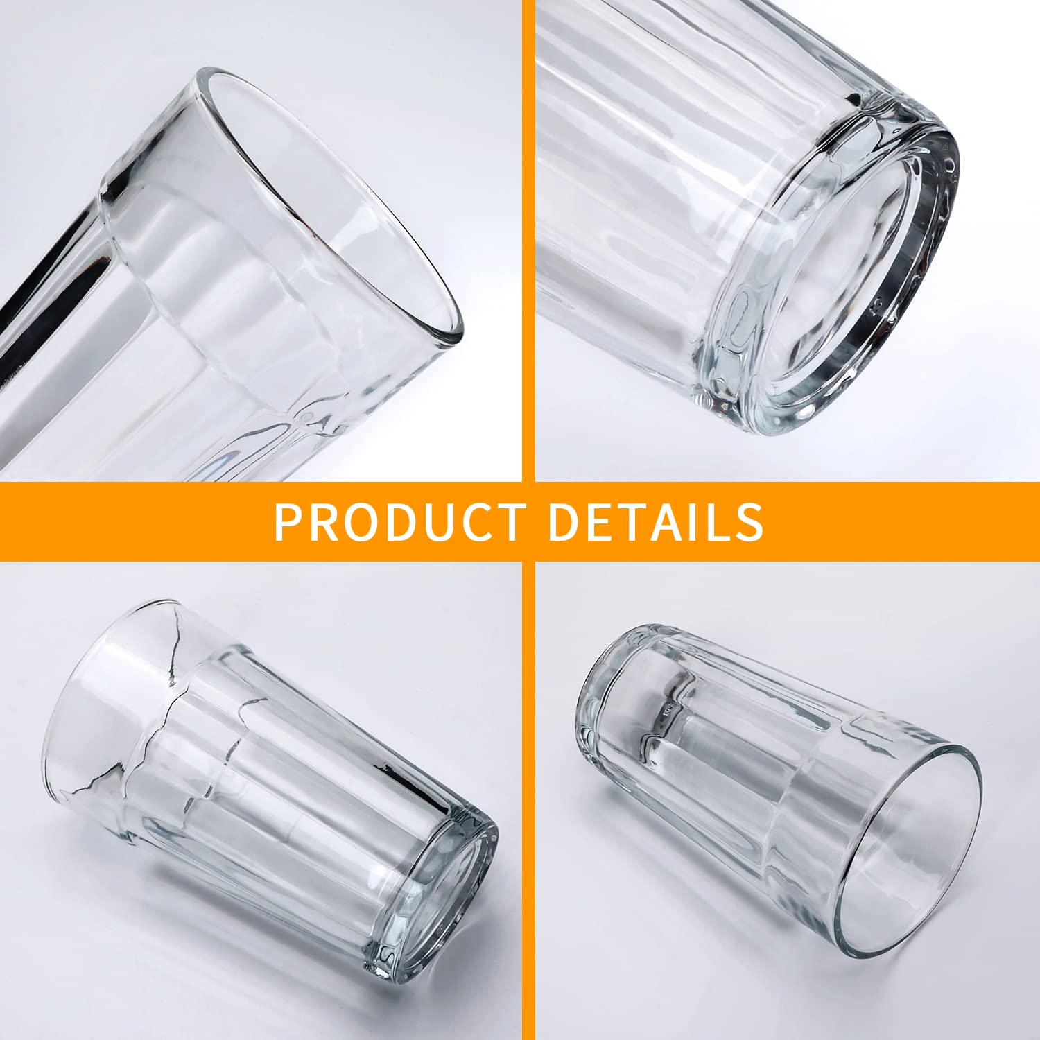 Cadamada Drinking Glasses,11oz Stackable Juice Glasses,Bar Glasses for Cocktails, Wine, Whiskey, Night Parties, Birthday Parties, and Gifts (12PCS)