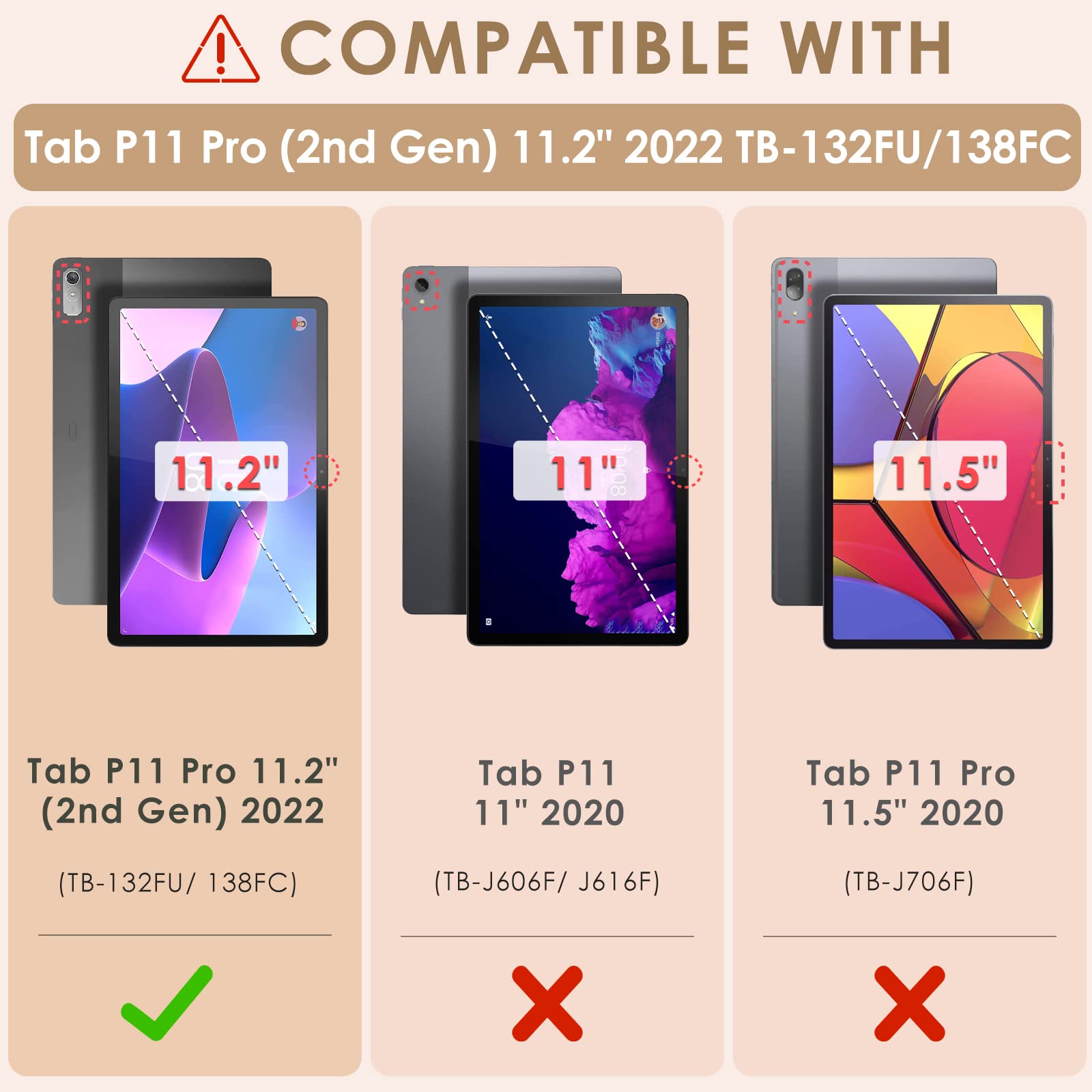 DETUOSI Slim Smart Case for Lenovo Tab P11 Pro 2nd Gen 11.2" 2022 (TB-132FU/ TB-138FC),【Auto Sleep/Wake】 Ultra Thin Folio Leather Protective Book Cover Hard Back Shell+Tri-fold Magnetic Stand/Closure