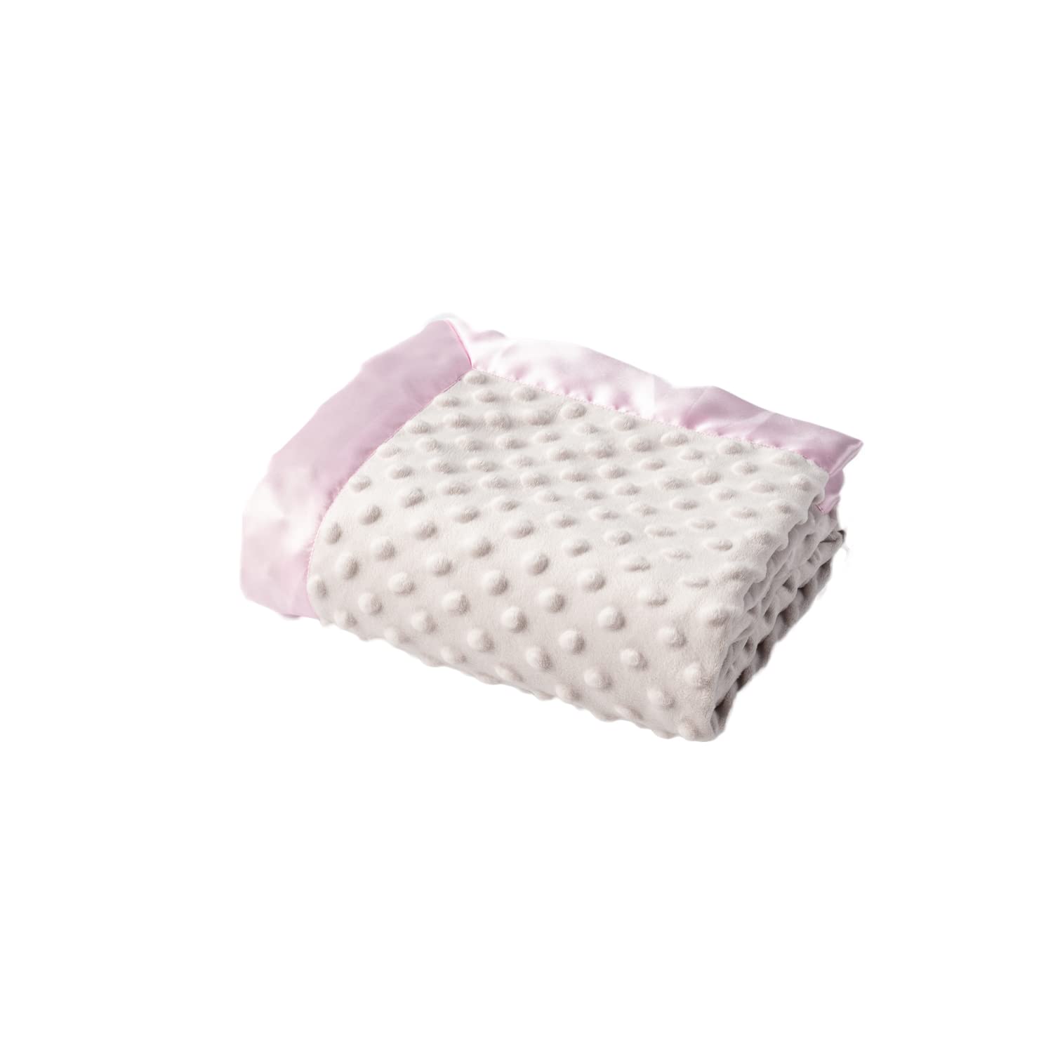 Heavens Cuddles Minky Dot Satin Baby Blanket (36"x48") (Pink/Gray)