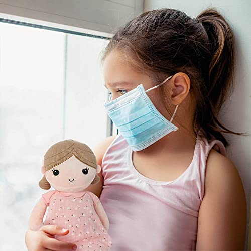 Linzy Toys, Soft Plush Light Pink Blue Emily Rag Doll for Girl, 15" My First Rag Doll, Muñecas de Trapo para Niña, Embroidered Face, Safe for All Ages (89835)
