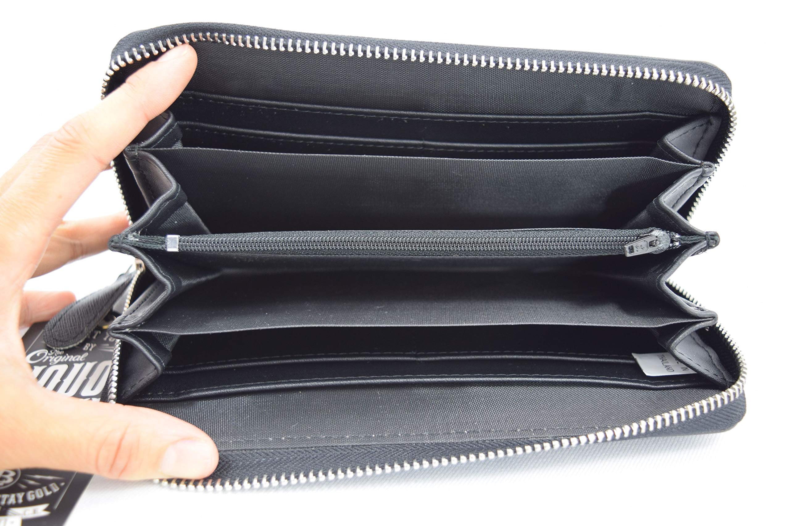 Liquor Brand Cherry Daisy Black zip Around wallet