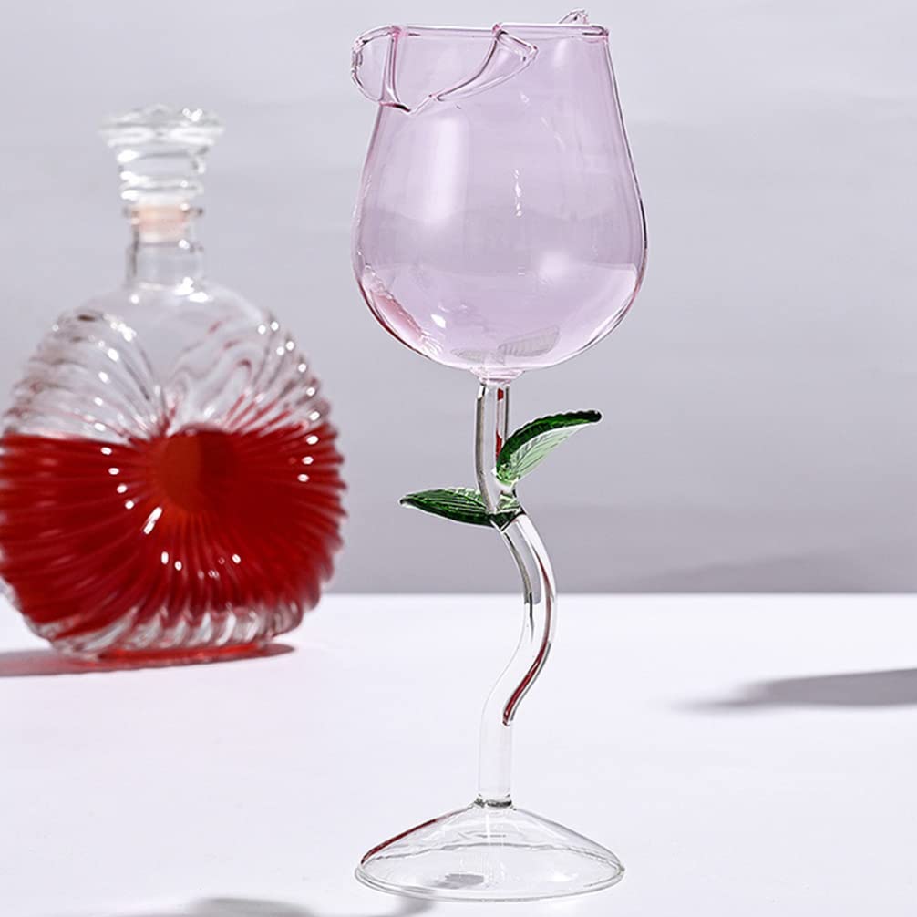 Cabilock Rose Cocktail Glass Wine Goblet Glasses Cocktail Glass Creative Whiskey Wine Champagne Glass Cup Party Wine Glass (Pink)